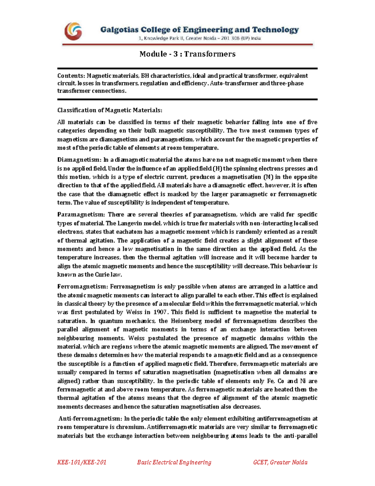 Transformers - B.TECH 1ST YEAR: Module 3 Study Guide - Studocu