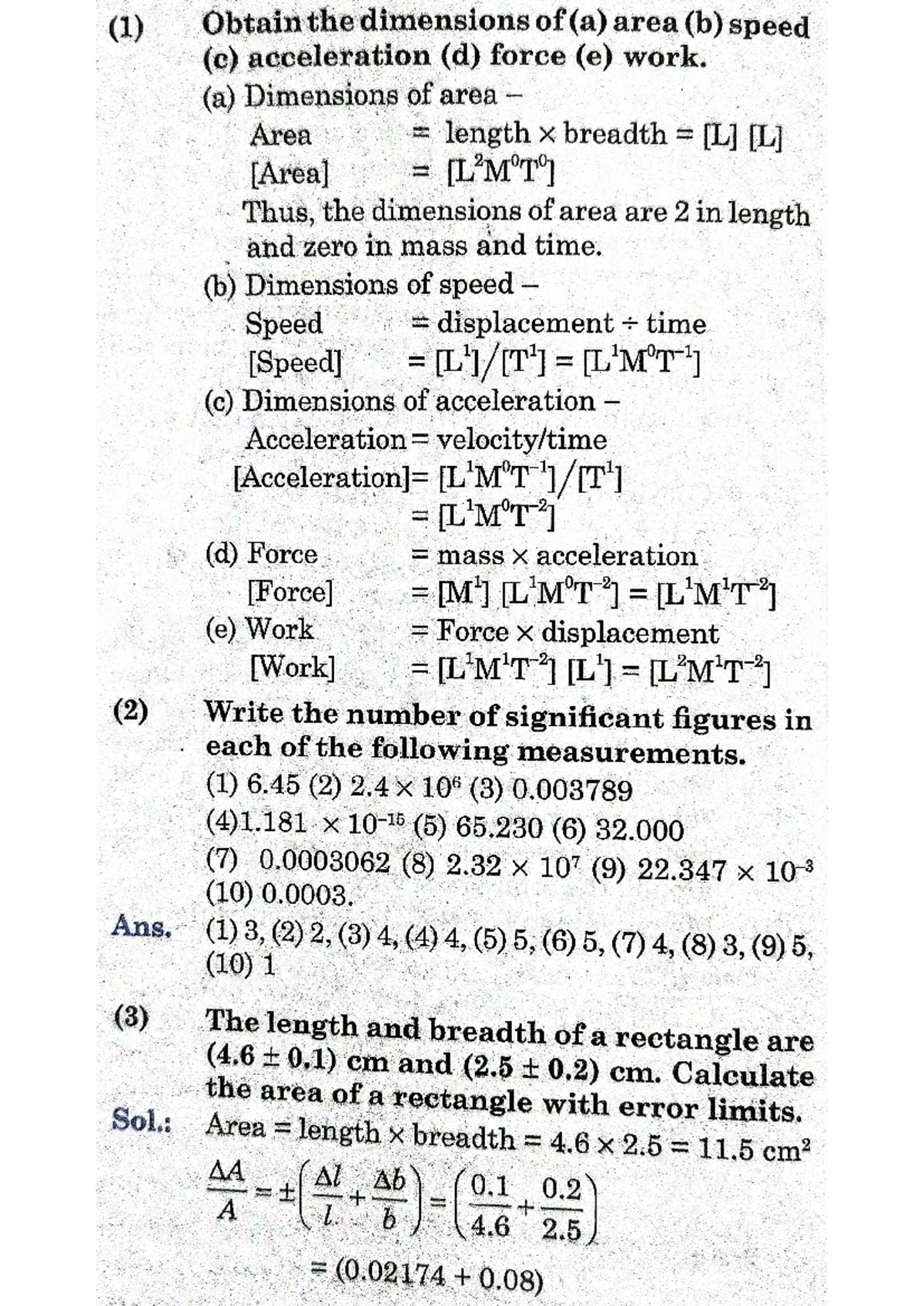 11th Physics (Units & Measurements) Problem Solutions - Studocu