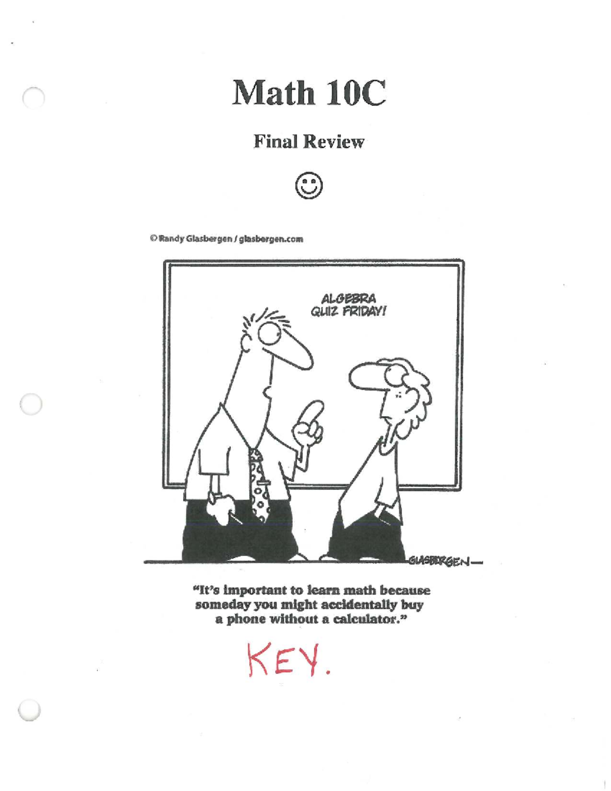 Math 10C Final Exam Review: Key Concepts and Practice - Studocu