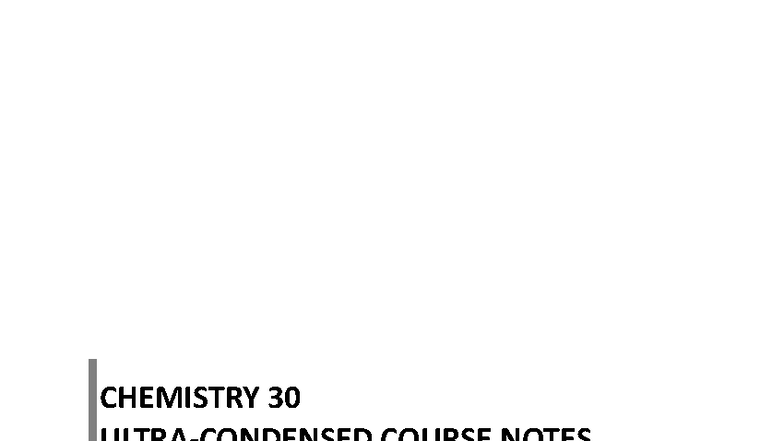 CHEM 30 COURSE NOTES: THERMOCHEMISTRY & EQUILIBRIUM SUMMARY - Studocu
