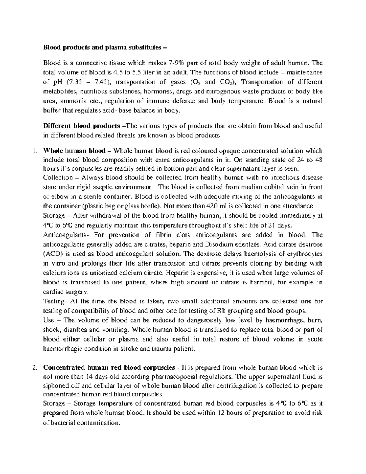 Blood products and plasma substitutes: An overview of types and uses ...