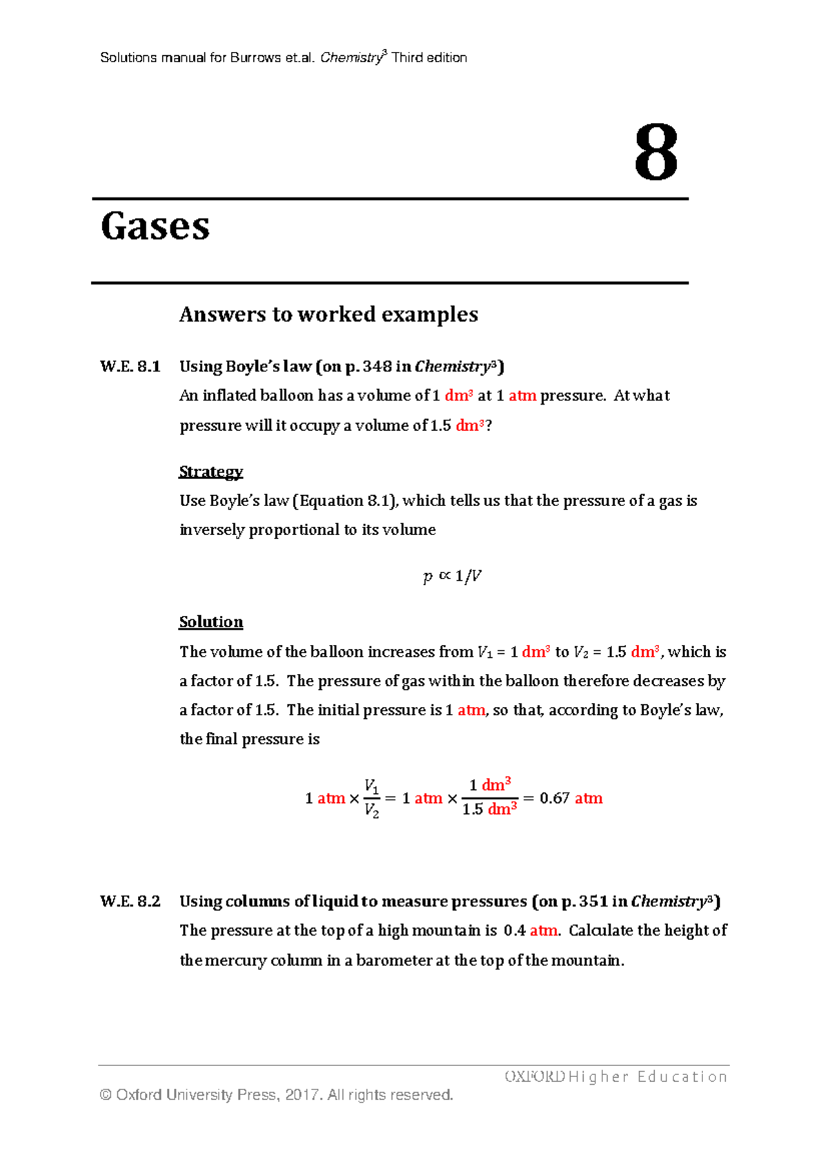 Burrows 3e Solutions Manual: Chapter 8 - Gases and Their Properties ...