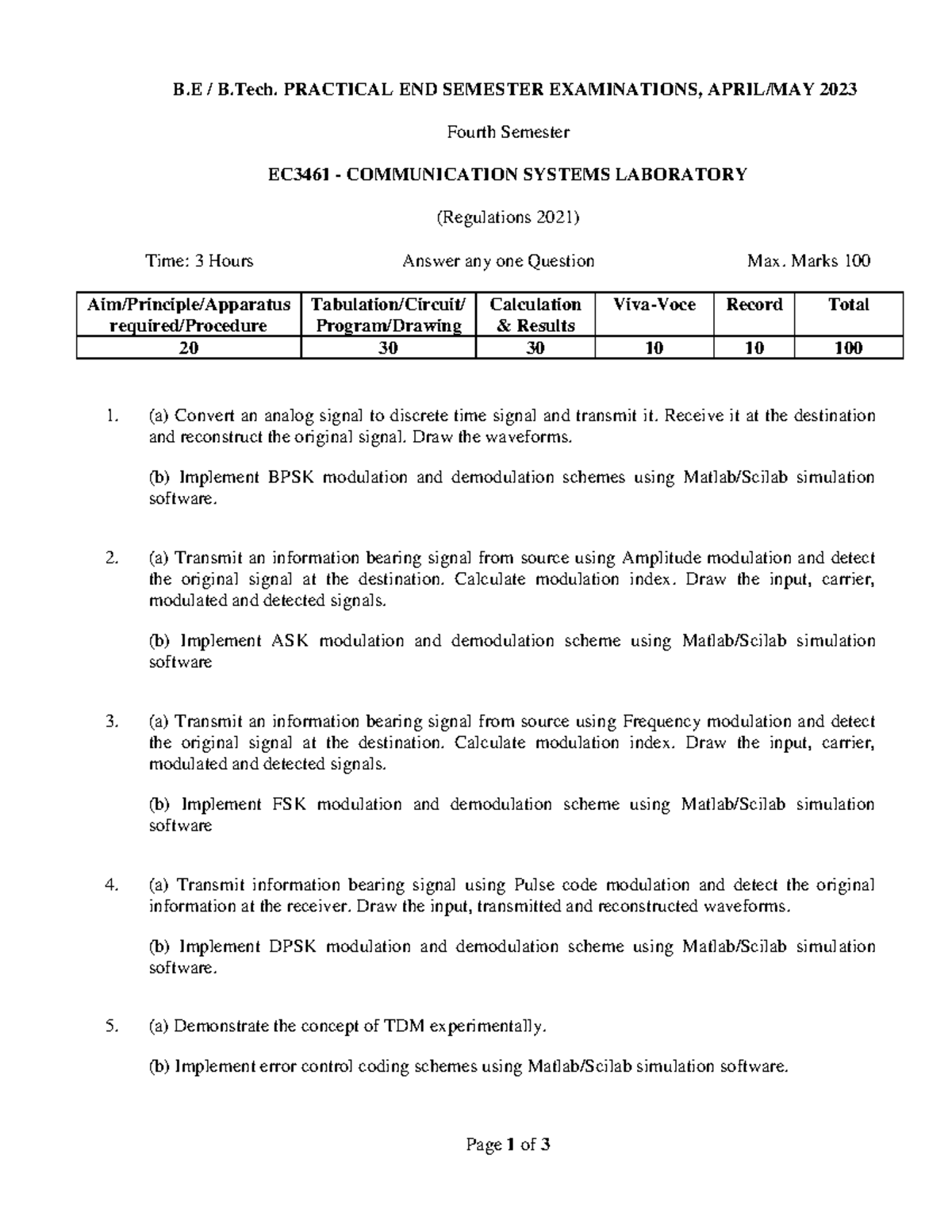 EC3461 SET3 - Good - Page 1 of 3 B / B. PRACTICAL END SEMESTER ...