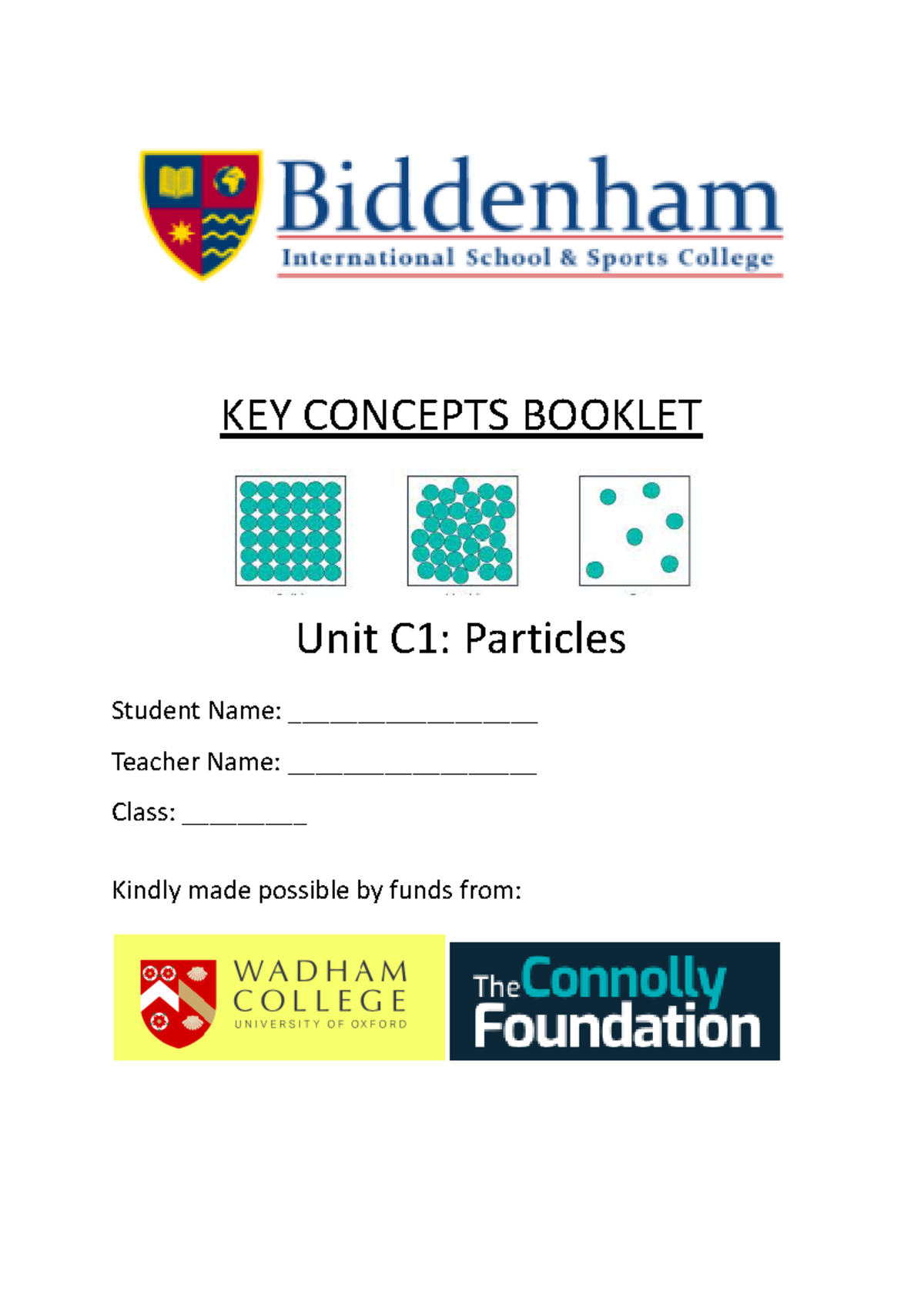 Key Concepts C1 - book for chemistry - KEY CONCEPTS BOOKLET Unit C1 ...