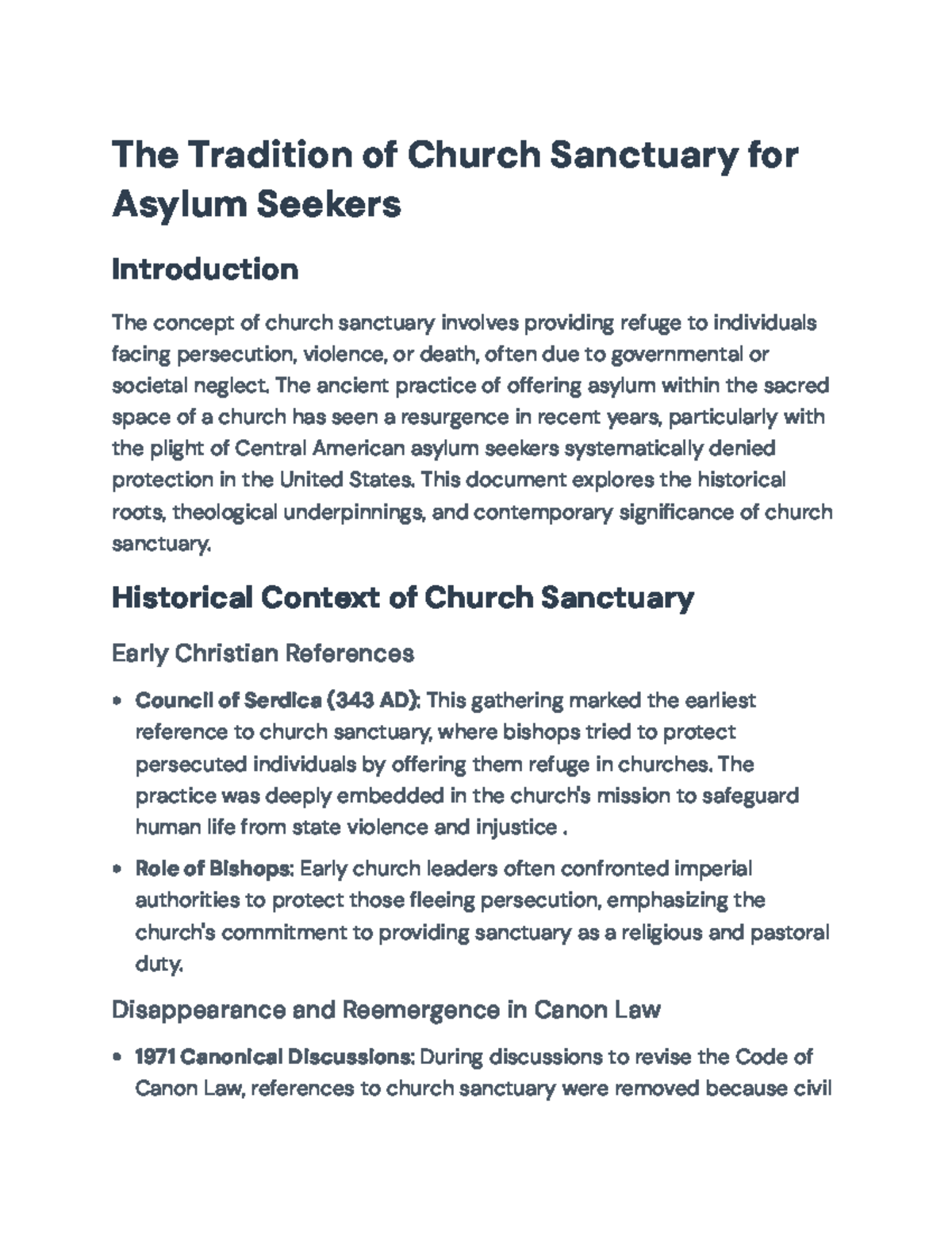 Sanctuary for Asylum Seekers: Historical and Theological Perspectives ...
