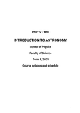 PHYS1160 - UNSW Sydney - Introduction to Astronomy - Studocu