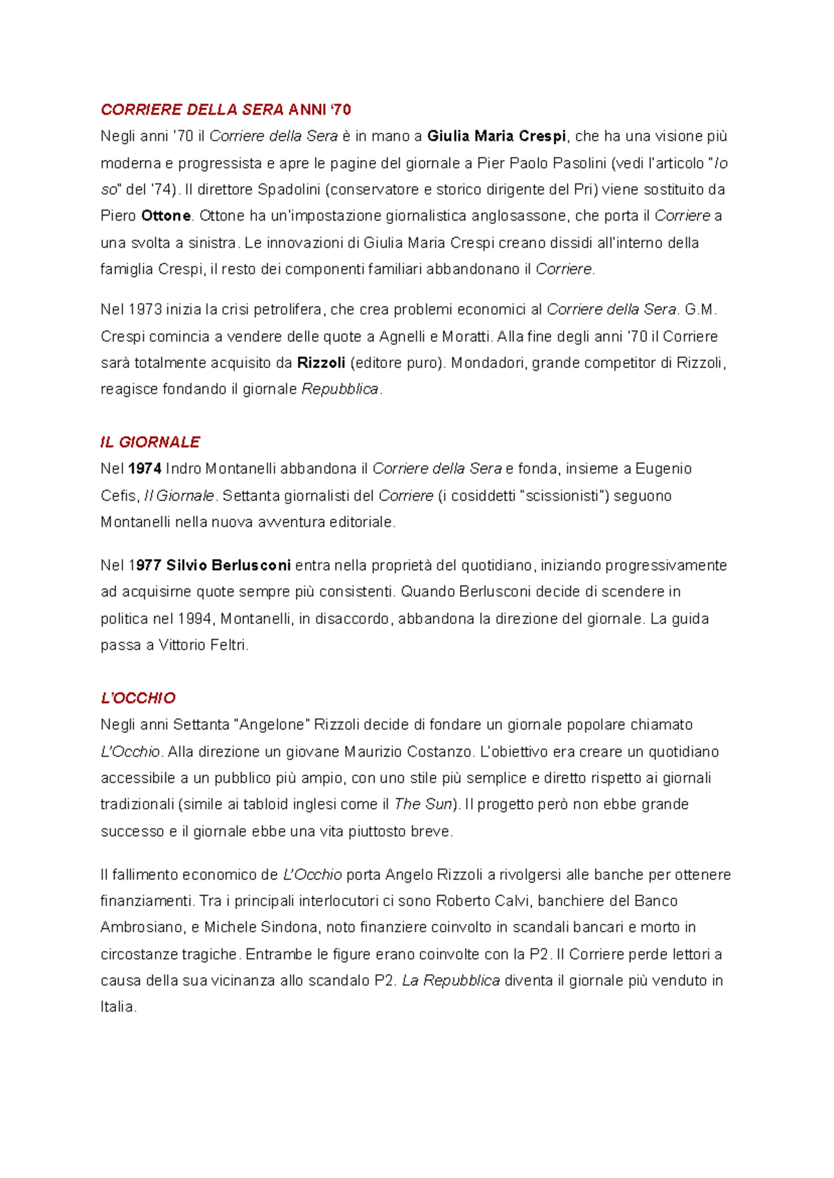 Giornalismo 31/03 e 01/04 - Appunti su Corriere e Repubblica - Studocu