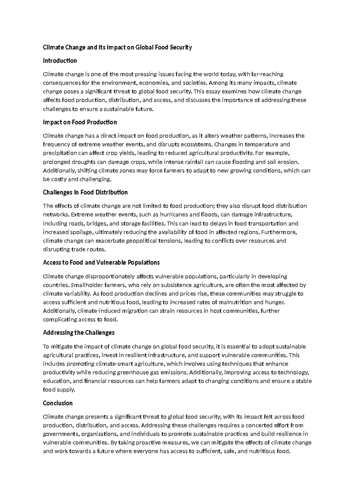CLIM3003: Climate Change's Effect on Global Food Security Challenges ...