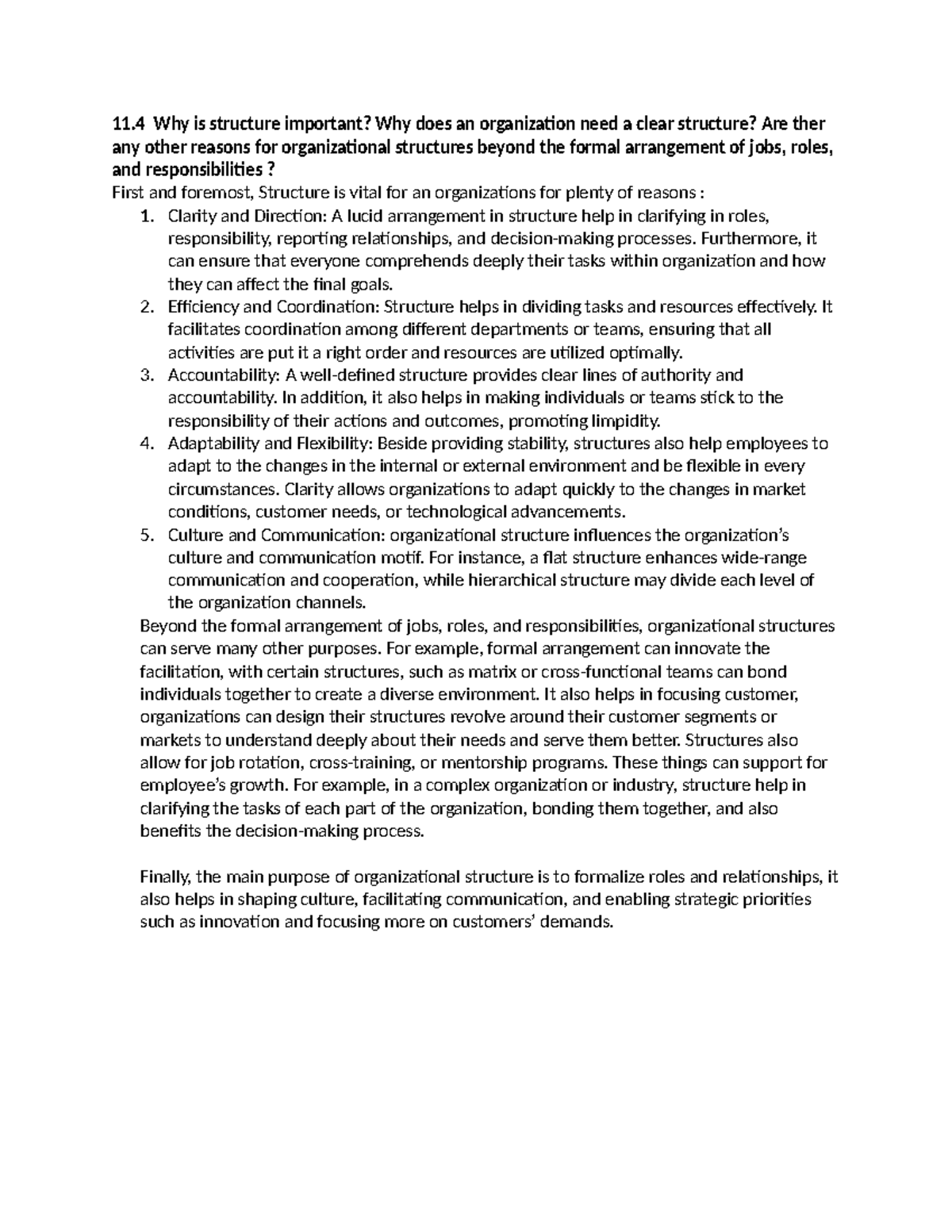 assignment 10 deu - 11 Why is structure important? Why does an ...