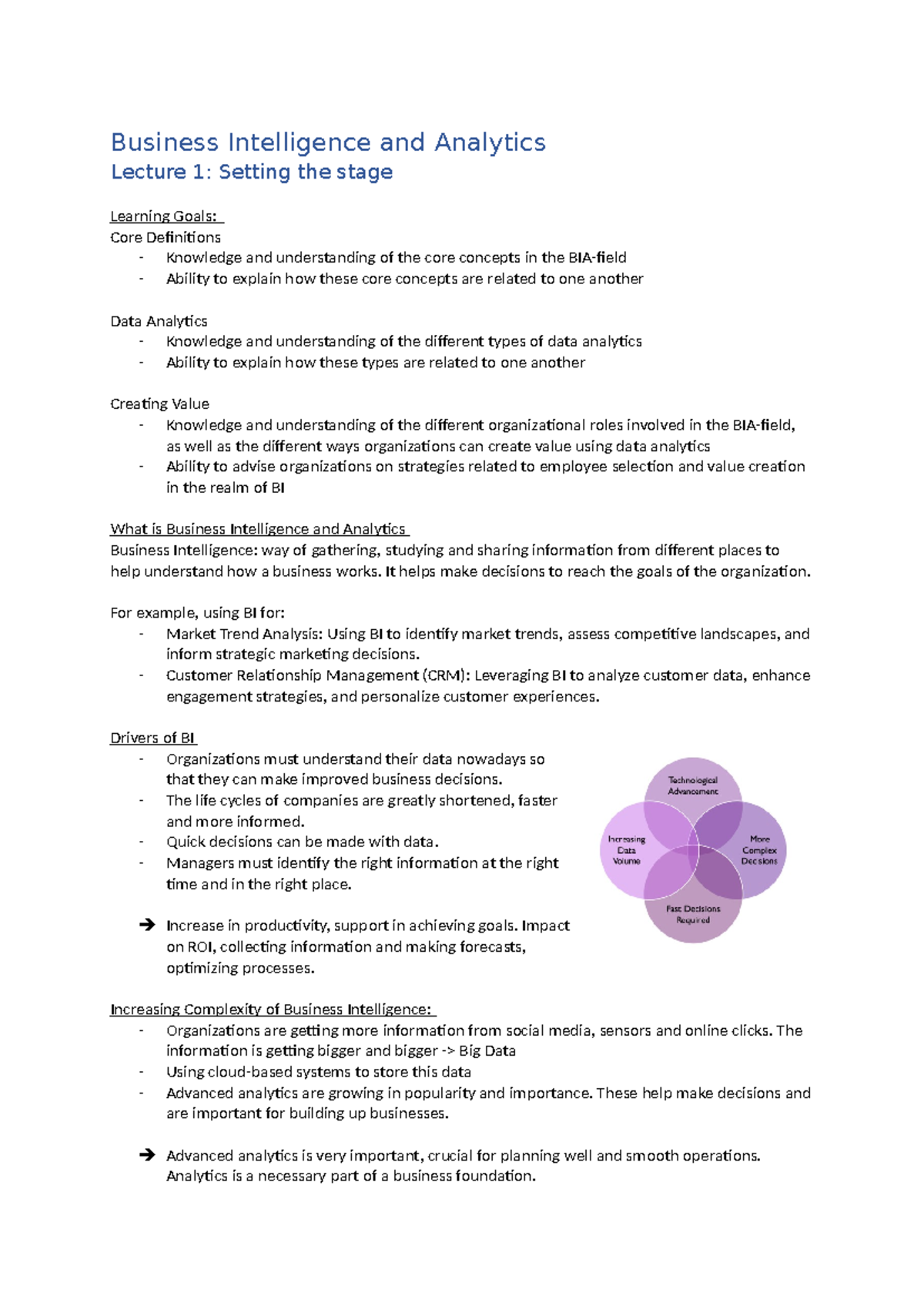 Summary of BIA Final Exam Notes: Business Intelligence & Analytics ...
