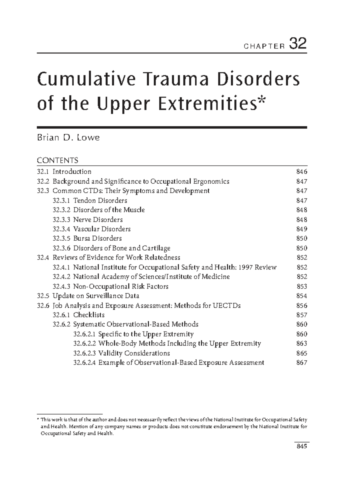 CHAPTER 32: Cumulative Trauma Disorders of the Upper Extremities - Studocu