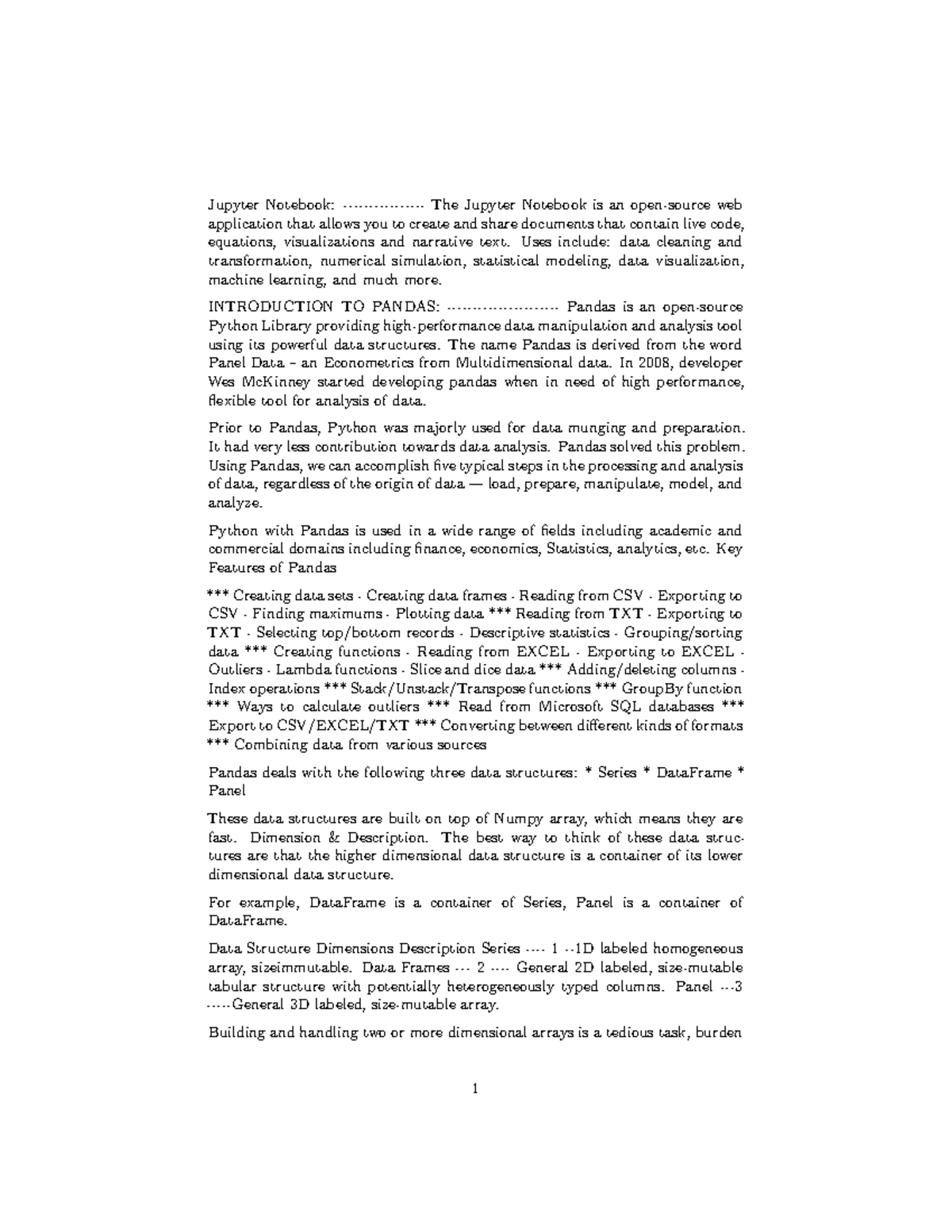 Module-18: Introduction to Pandas and Data Structures in Python - Studocu