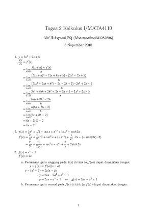 Tugas 3 kalkulus - Kalkulus 1 - Studocu