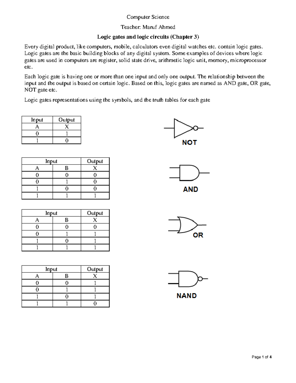 CS101: Chapter 3 - Logic Gates and Circuits Overview - Studocu