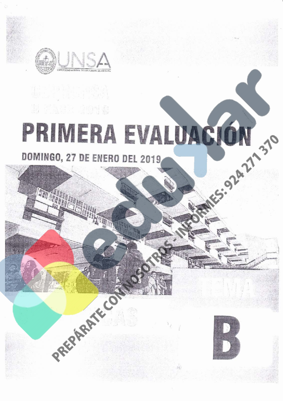 Examen de Admisión CEPRUNSA II Fase 2019 - Primera Evaluación ...