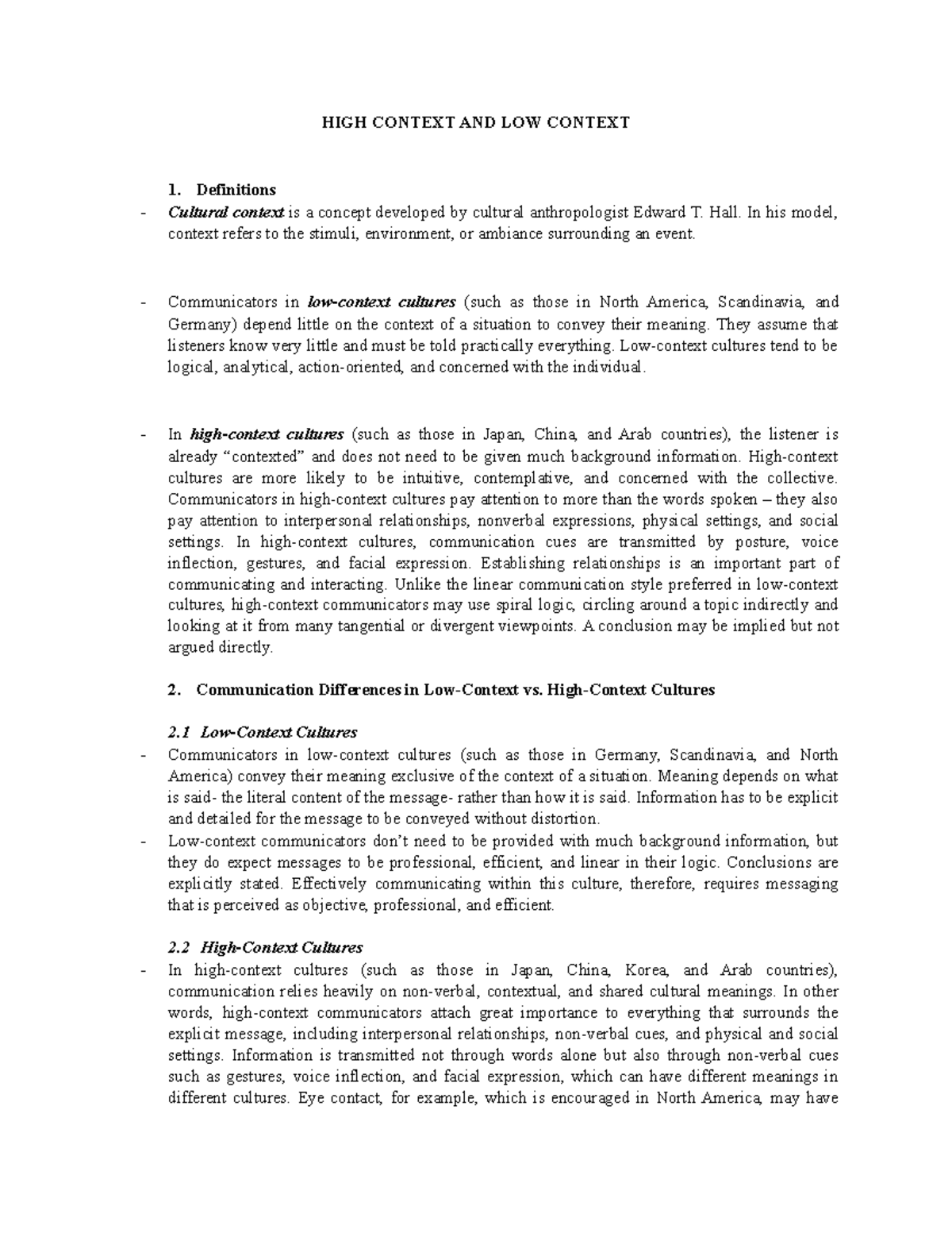 Cultural Insights: Understanding High Context vs. Low Context ...