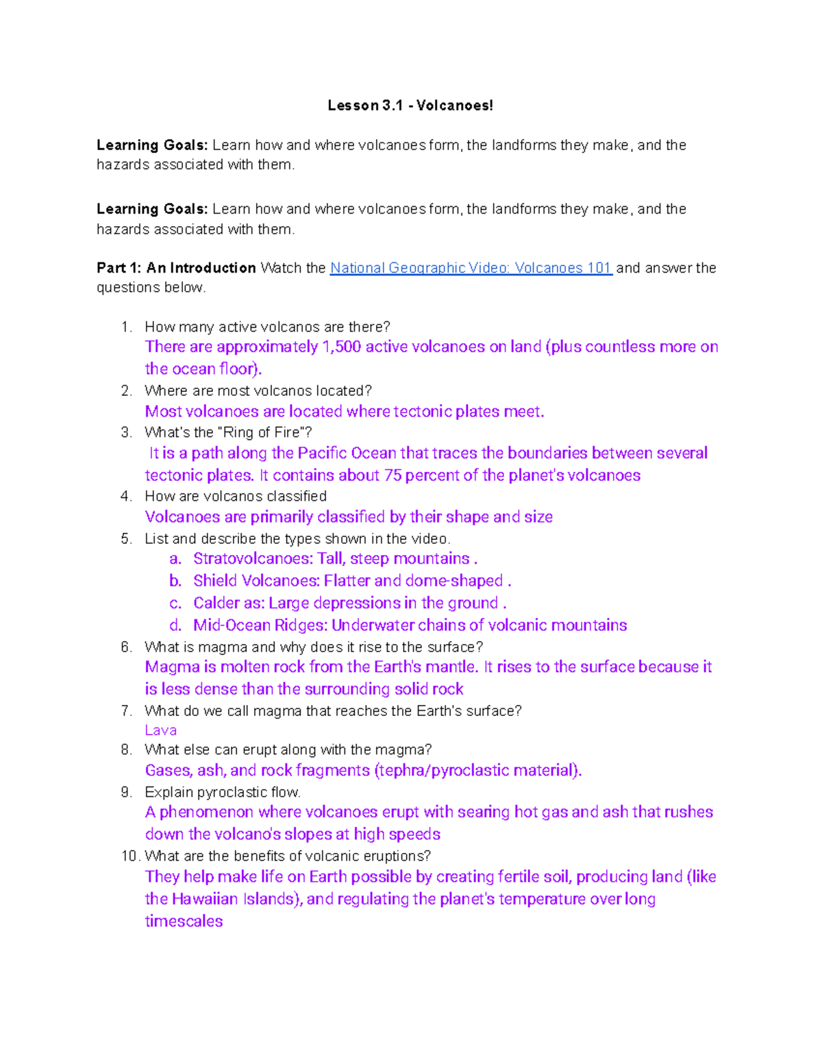 Lesson 3.1: Understanding Volcanoes - Formation, Types, and Hazards ...