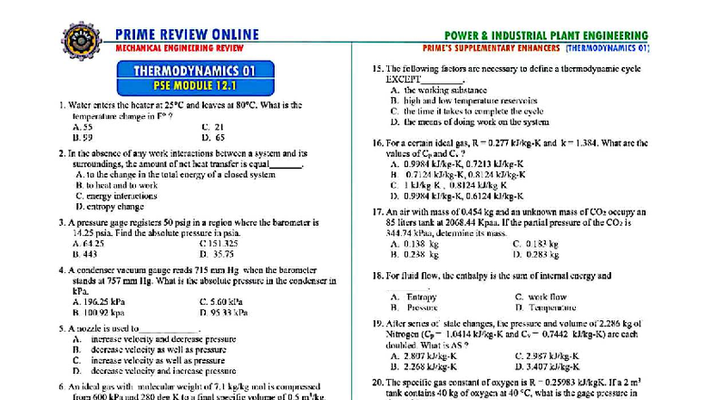 Thermodynamics 01: Sample Problems & Solutions for Engineering Review ...