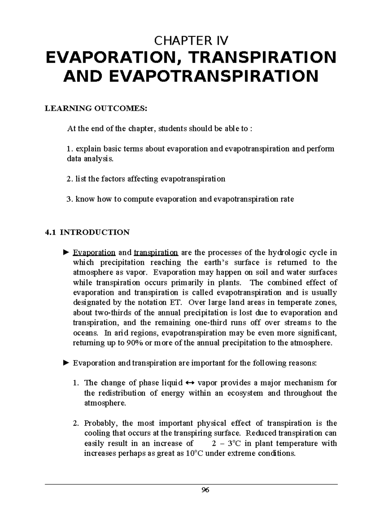 CHAPTER 4 STUDY GUIDE: EVAPORATION, TRANSPIRATION & ET - Studocu