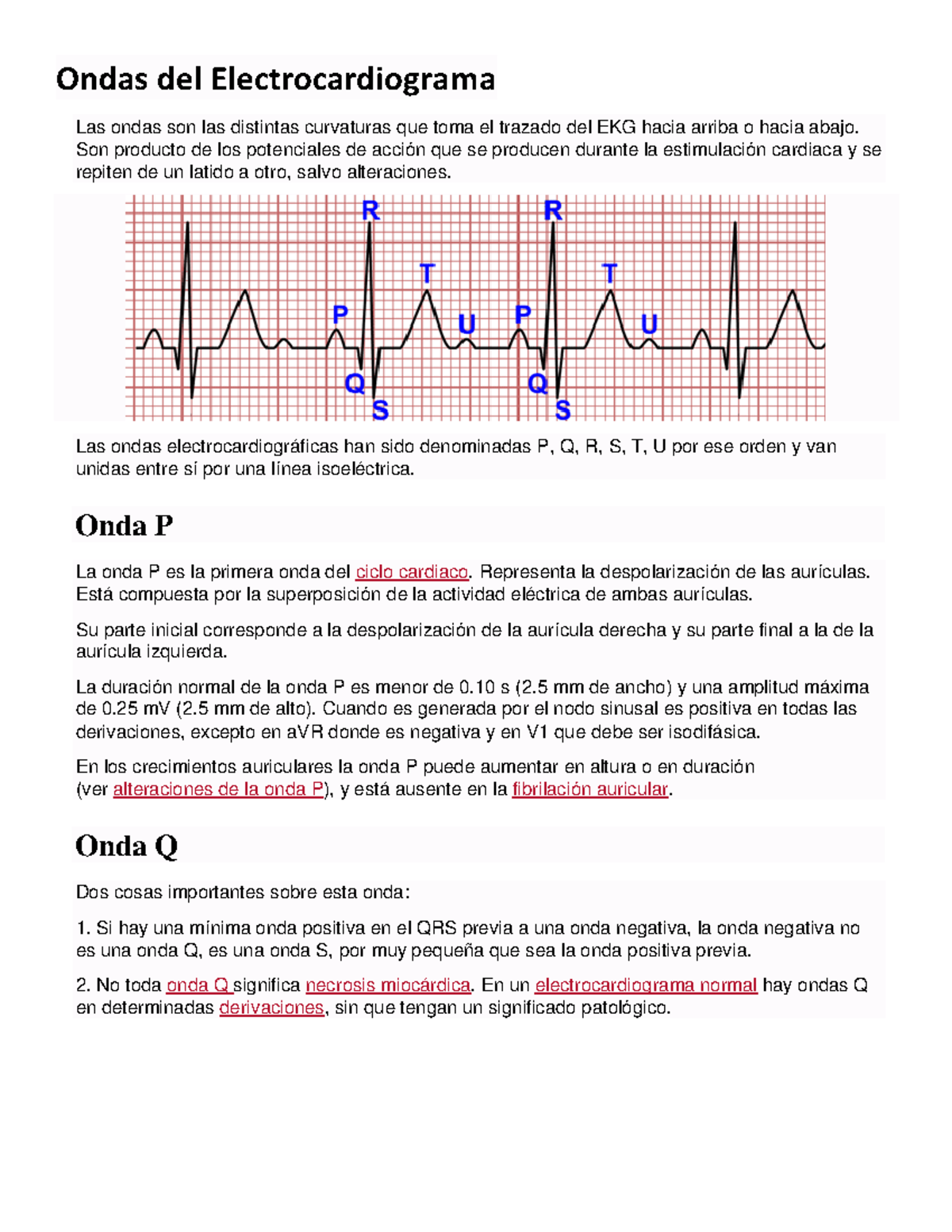 Ondas y Morfología del Electrocardiograma - Estudio EKG - Studocu