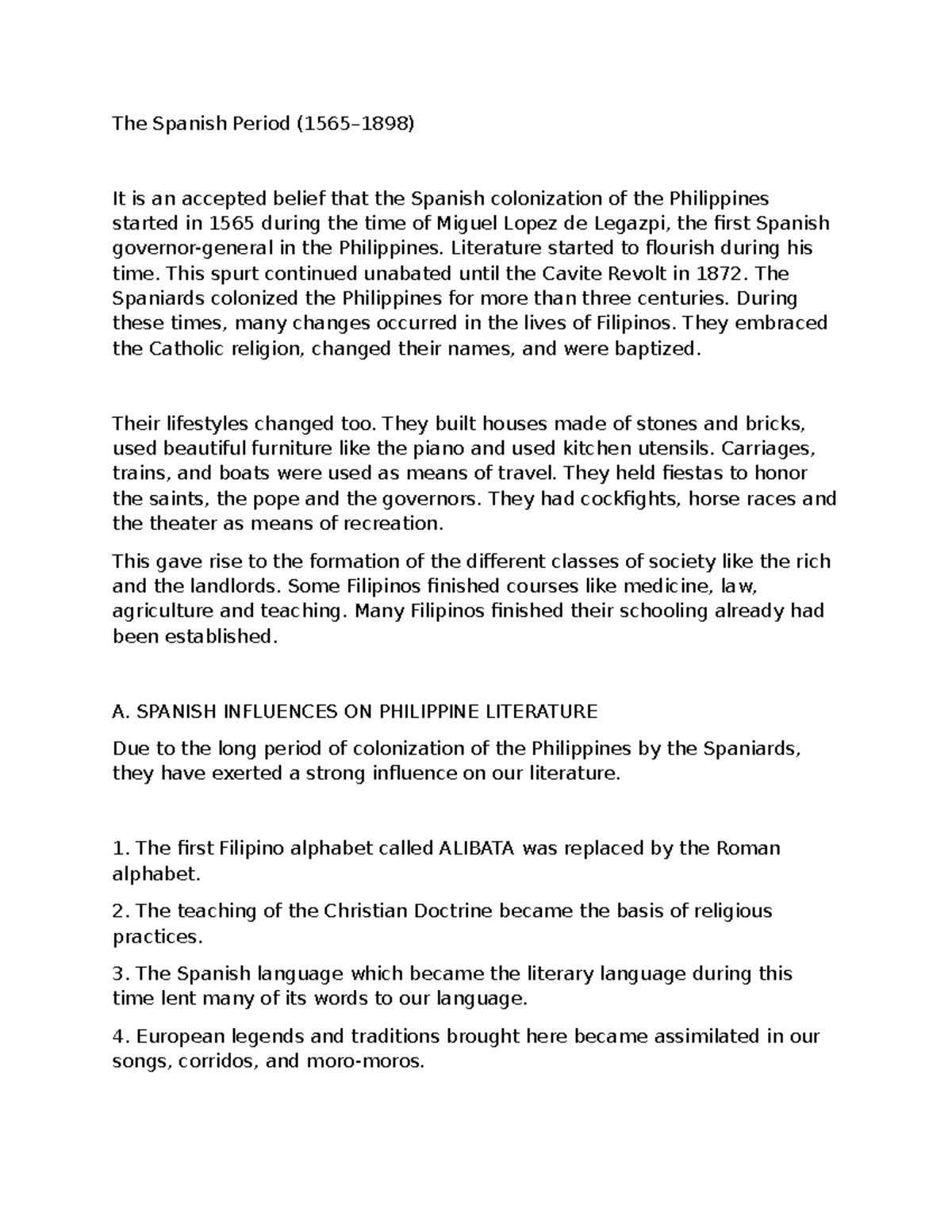 PHLIT 101: The Spanish Period and Its Influence on Philippine ...
