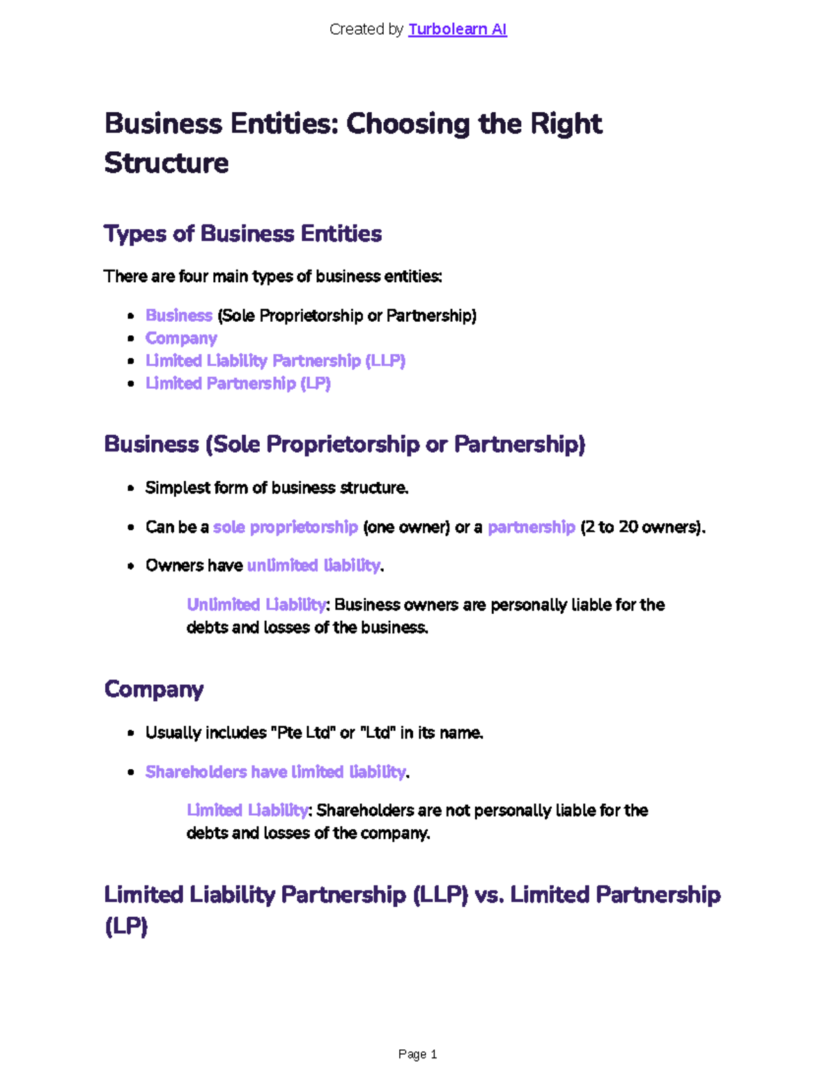 BLaw Seminar 11: Types of Business Entities & Their Structures - Studocu