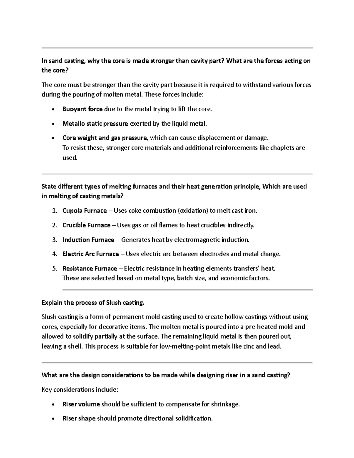 MP PYQ Solved - Manufacturing Process Questions and Answers - Studocu