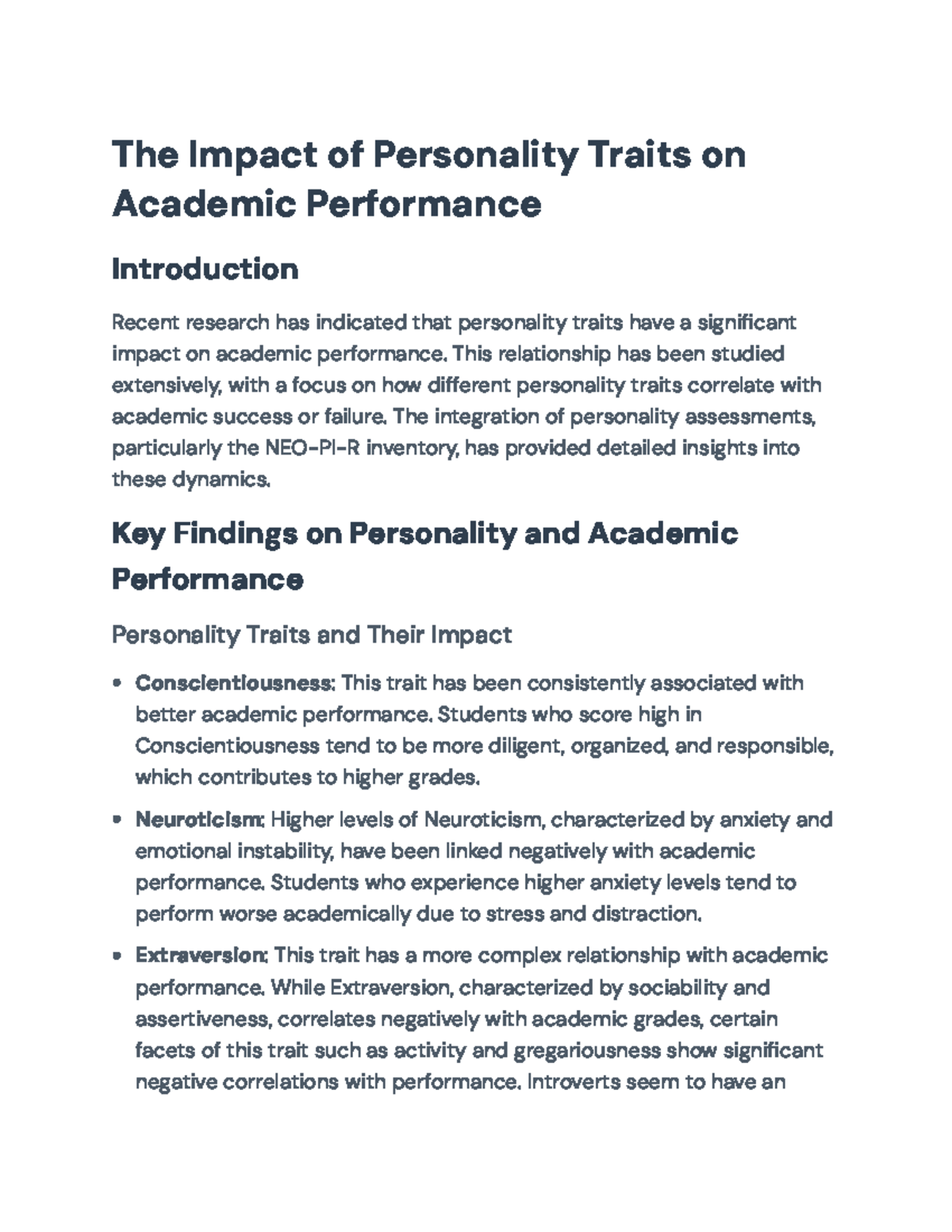The Impact of Personality Traits on Academic Performance Analysis - The ...