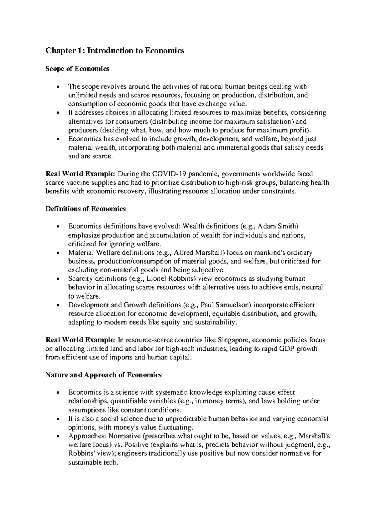 Chapter 1: Intro to Economics - Scope, Definitions, and Analysis (HU) - Studocu