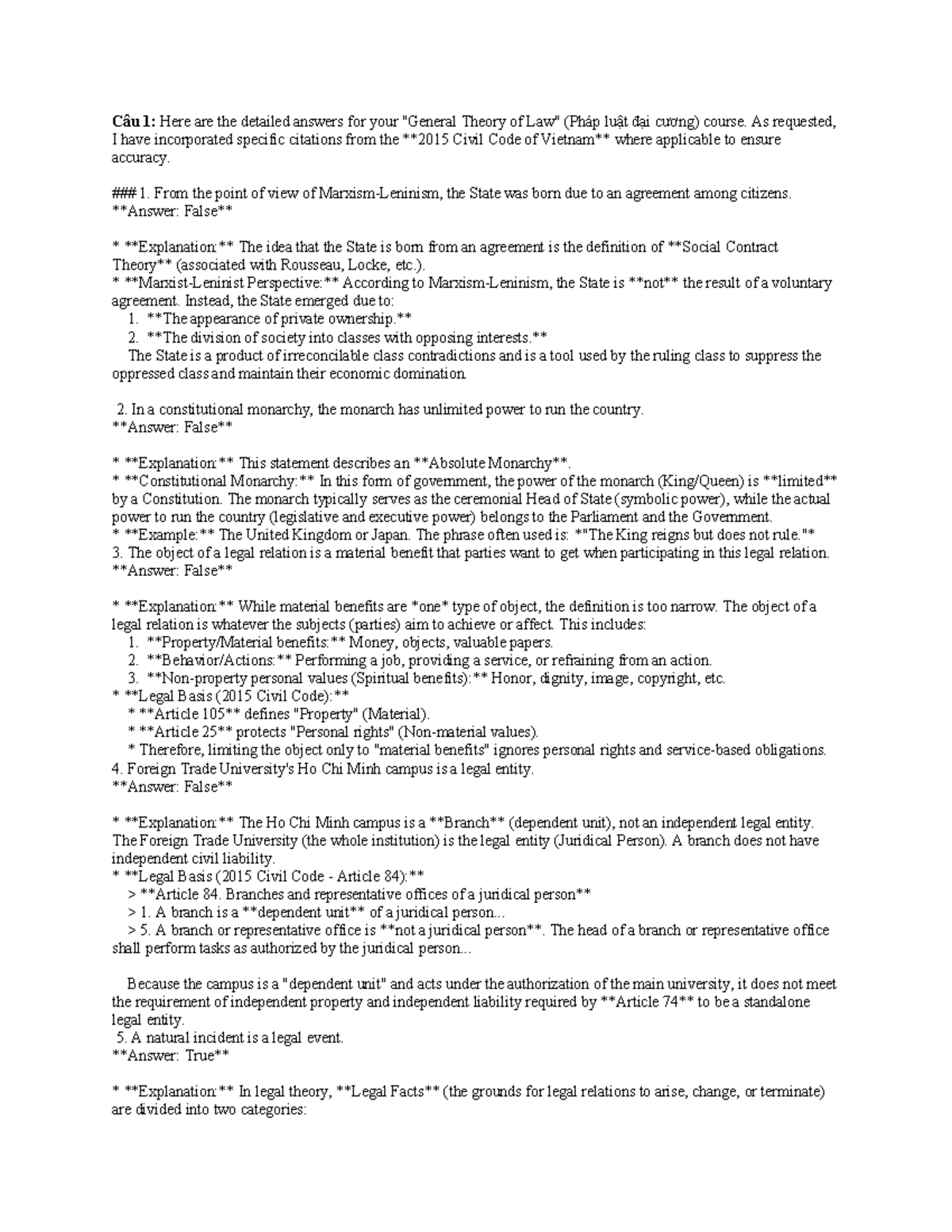 Đề Thi Giữa Kỳ PLDC Cô Yến - Đáp Án Chi Tiết FTU Quỳnh Yến - Studocu