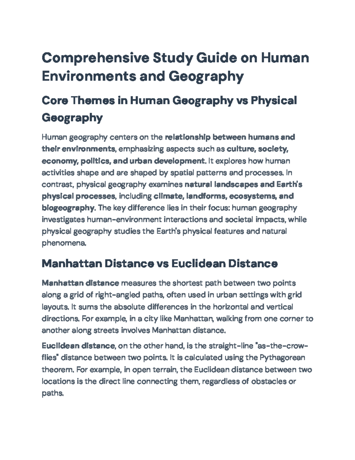 Comprehensive Study Guide: Core Themes in Human Geography & Physical ...