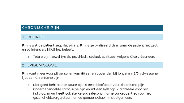 Chronische Pijn: Definitie, Epidemiologie en Behandelmethoden - VIVES ...
