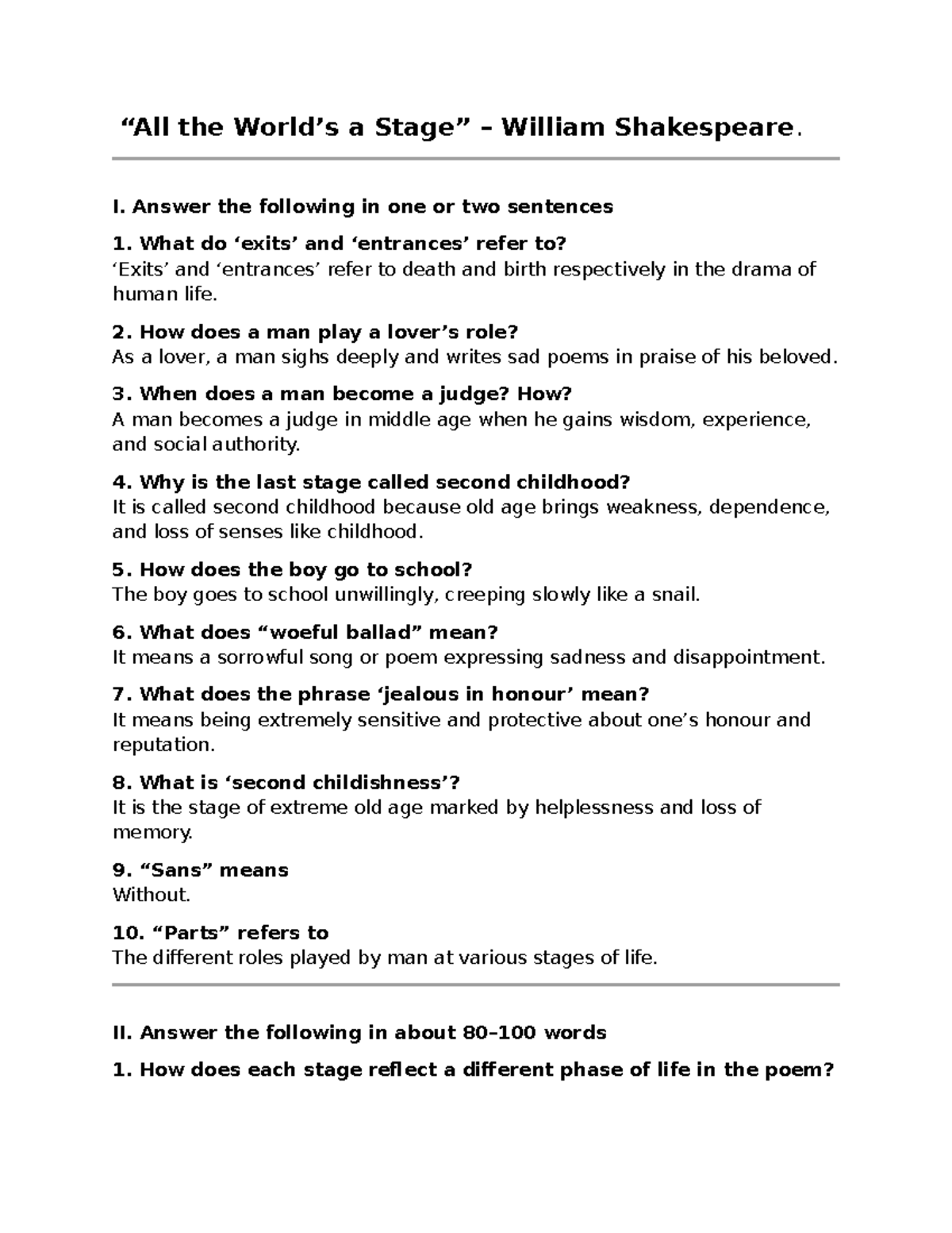 Additional English - 3rd Sem Study Notes on Shakespeare, Tagore, and ...