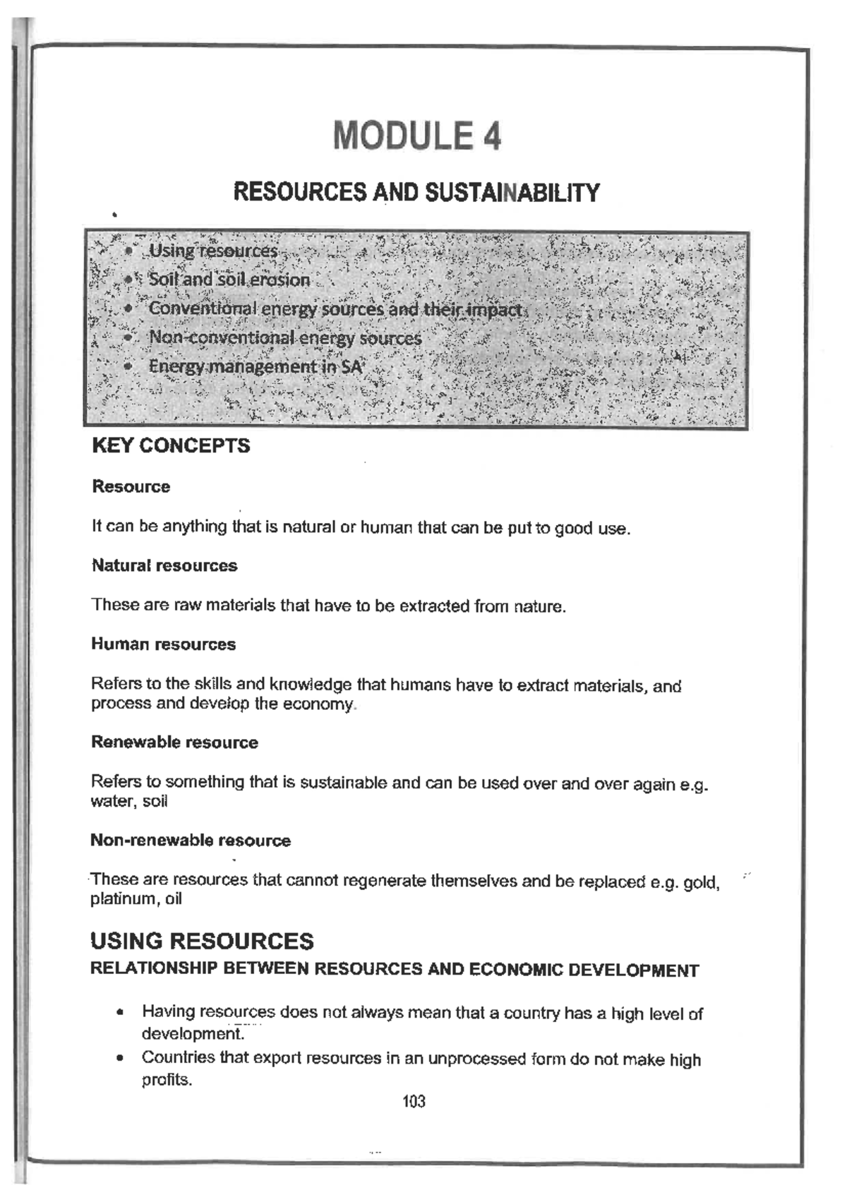 Excell GR11 Term 4 - Resources, Sustainability & Soil Erosion Notes ...