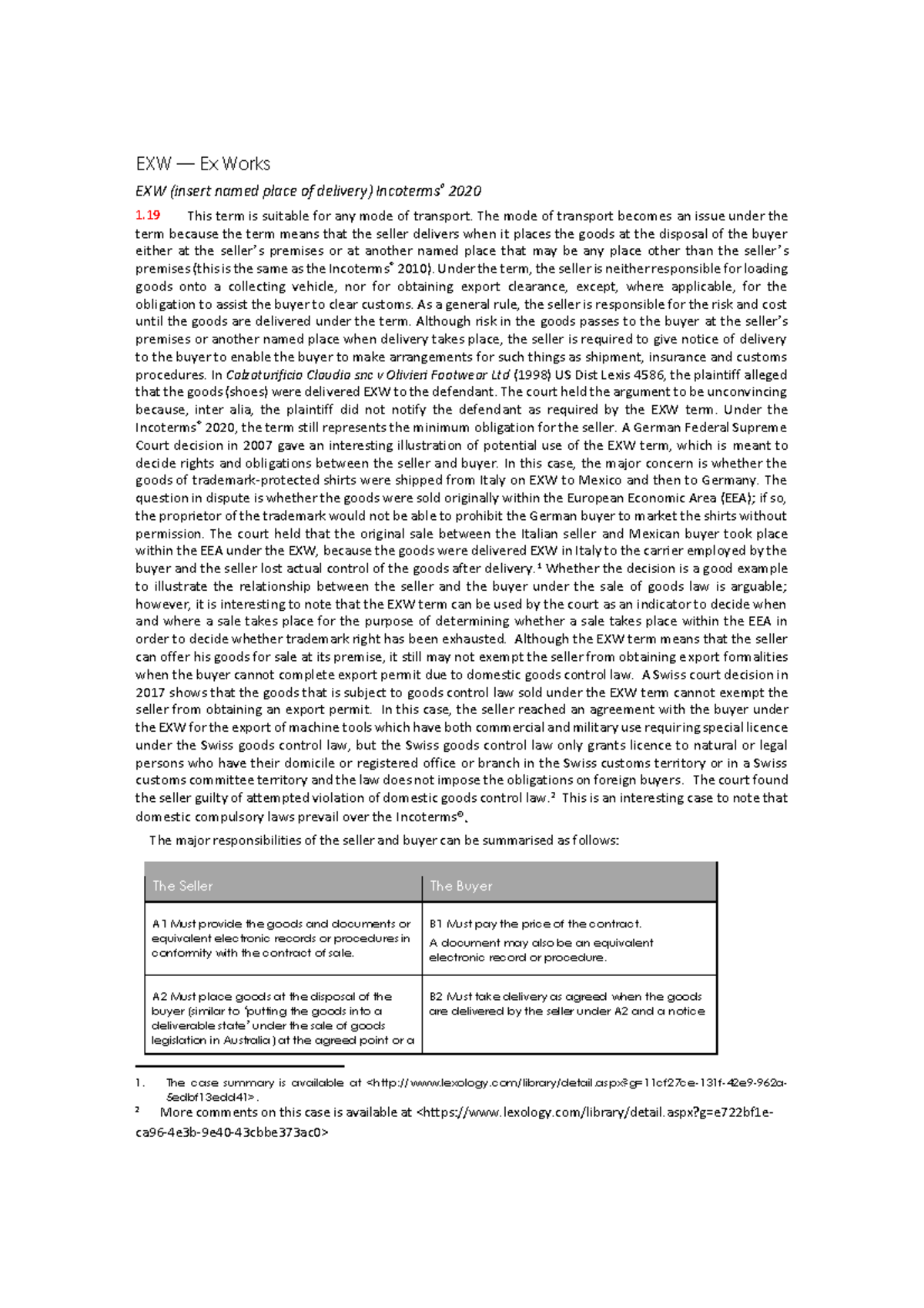Incoterms 2020: EXW and CPT Shipping Terms Explained - Studocu