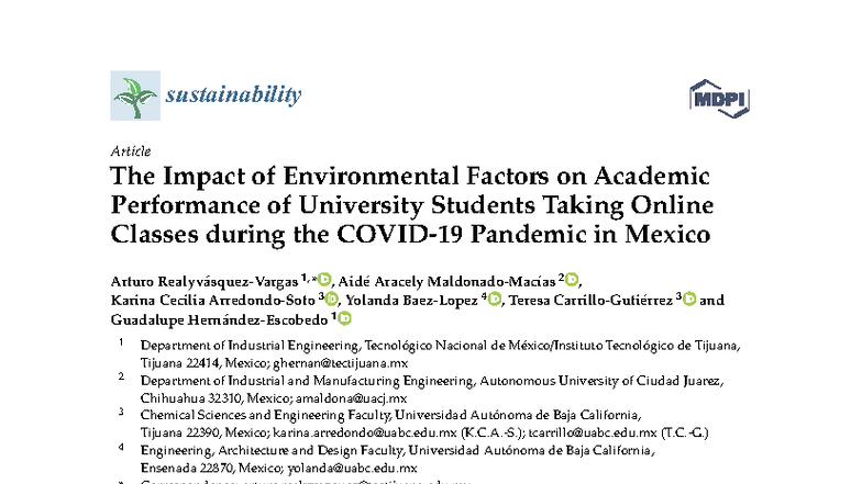 SUST 2020: The Impact of Environmental Factors on University Students ...