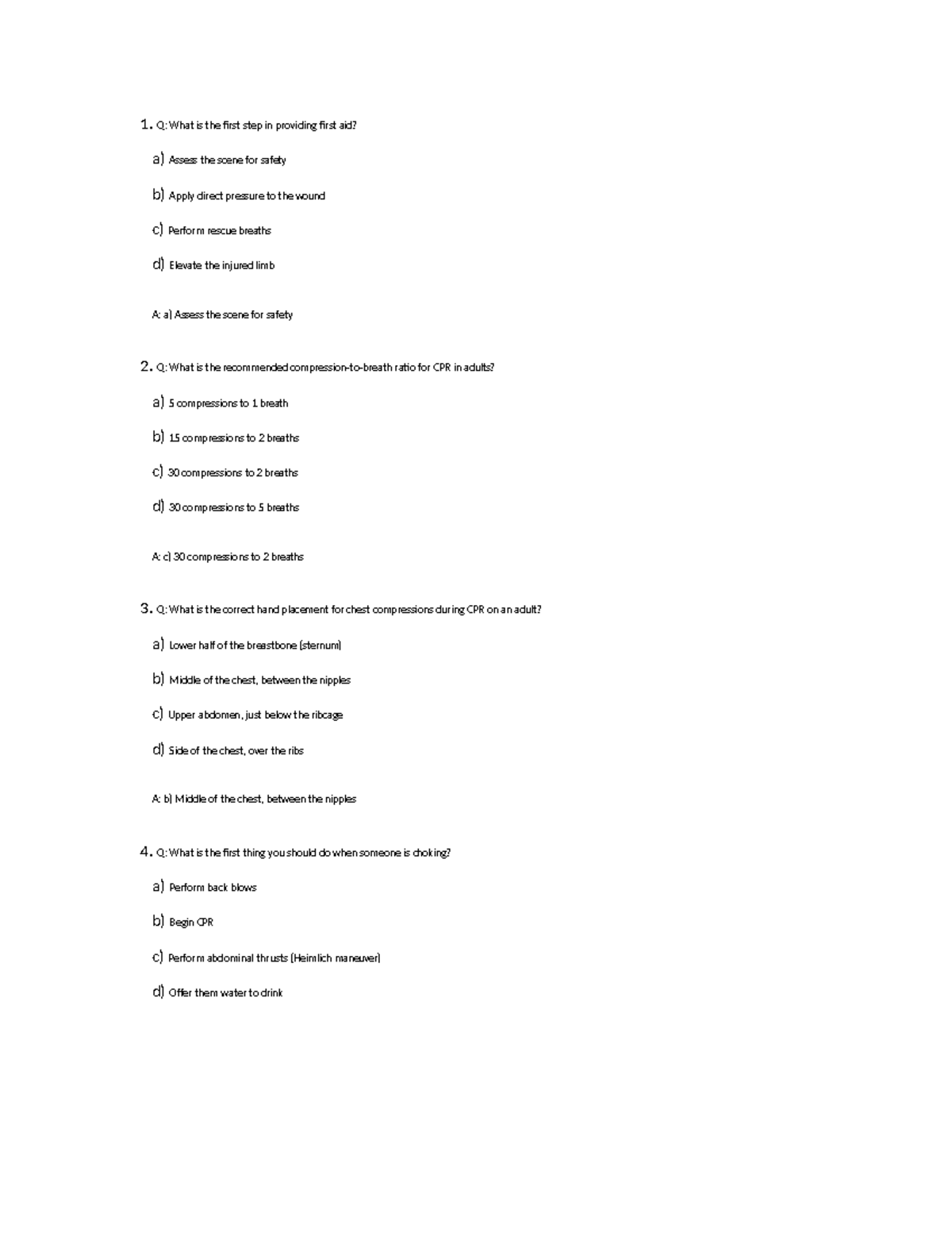 First Aid Techniques & Emergency Response Guidelines (Course Code: FA101) - Studocu