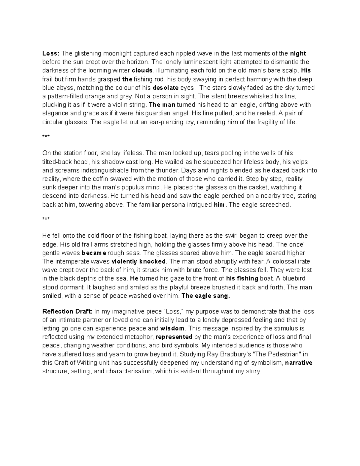 Imaginative Reflection on Loss: Craft of Writing - HSC English Std ...