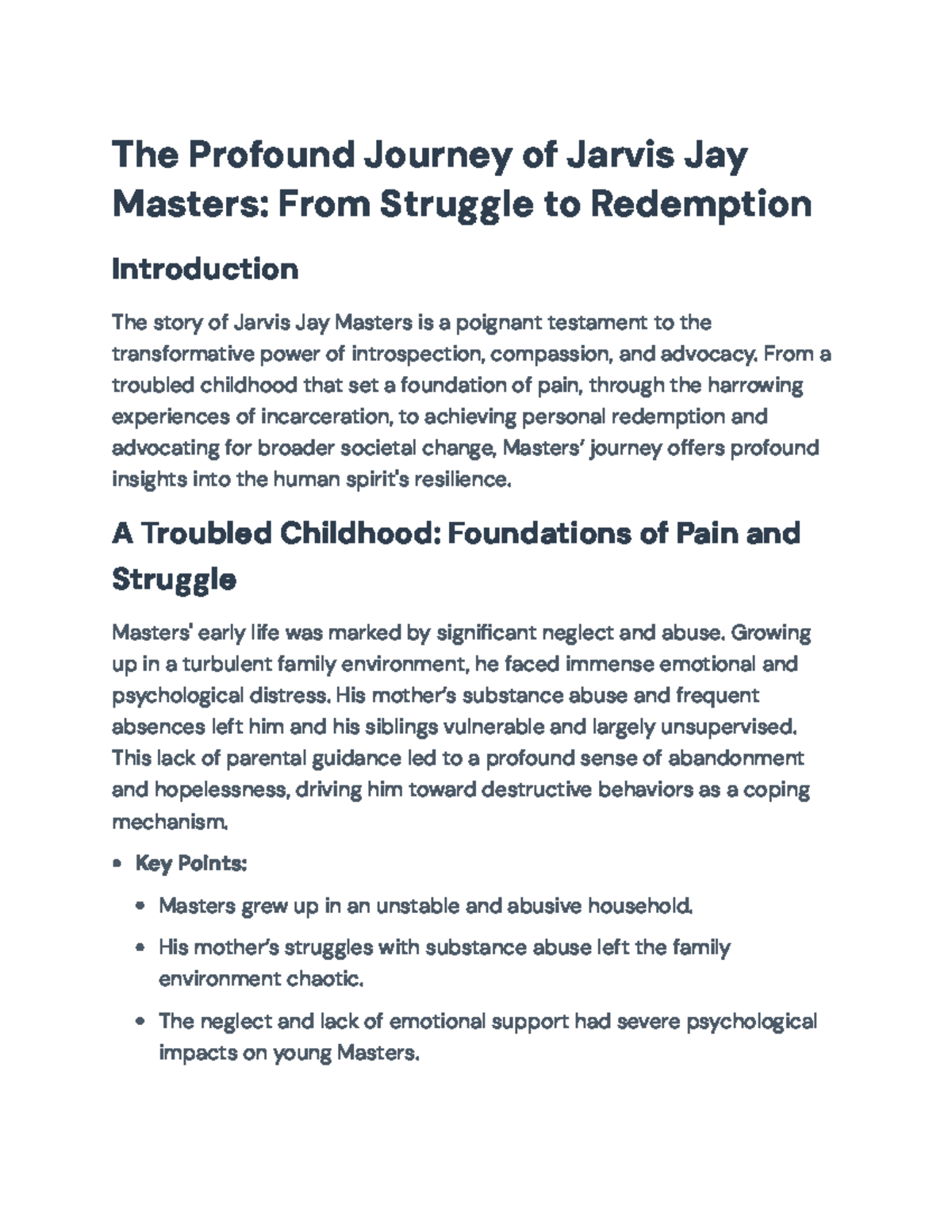 The Journey of Jarvis Jay Masters: Redemption and Advocacy in Prison ...