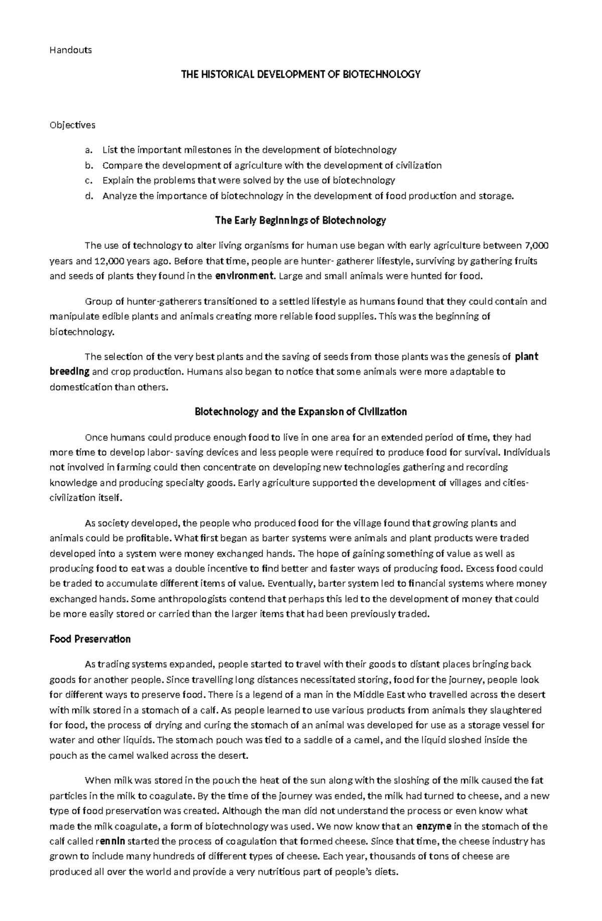 Chapter 2: The Historical Milestones in Biotechnology Development - Studocu