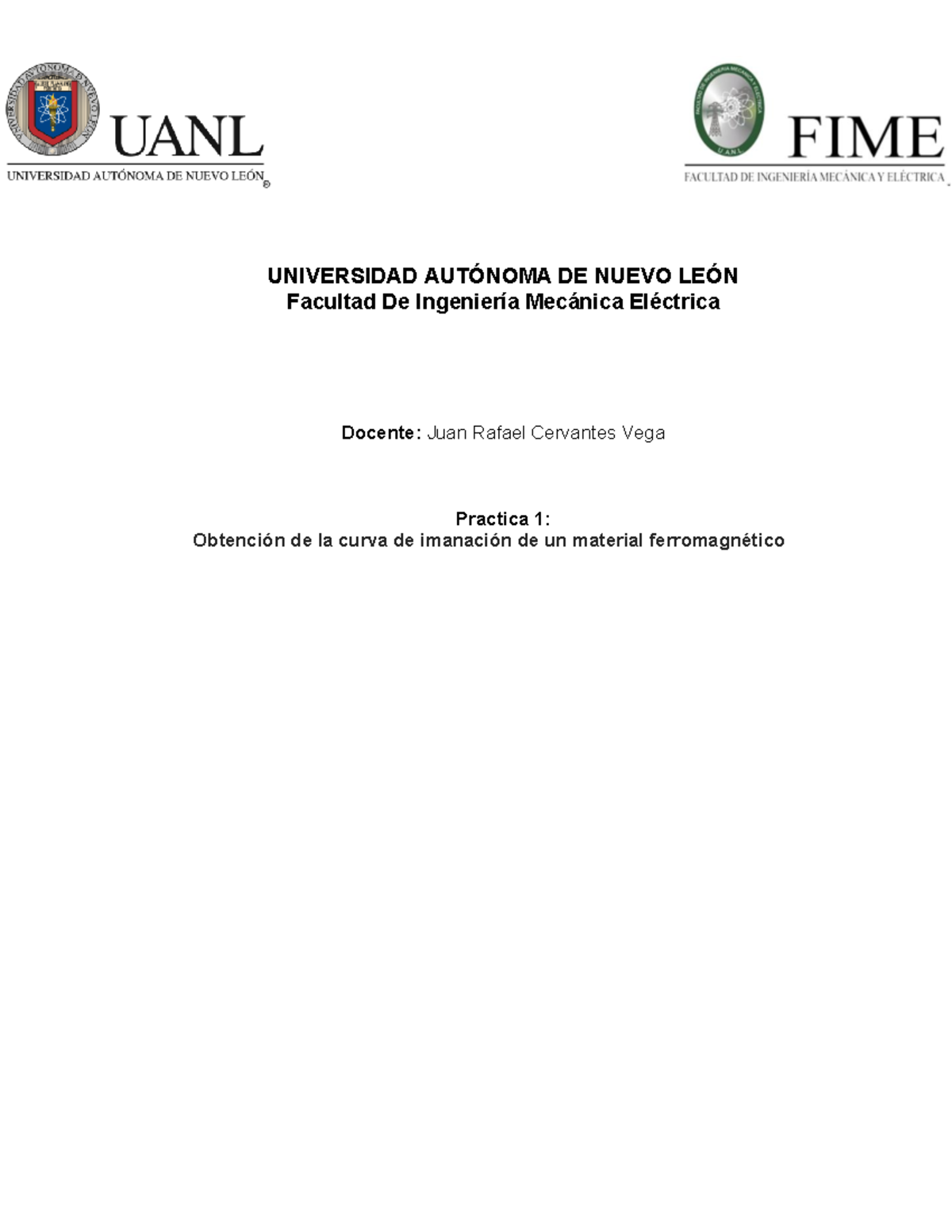 Practica 1 - ME: Curva de Imanación de Material Ferromagnético - Studocu