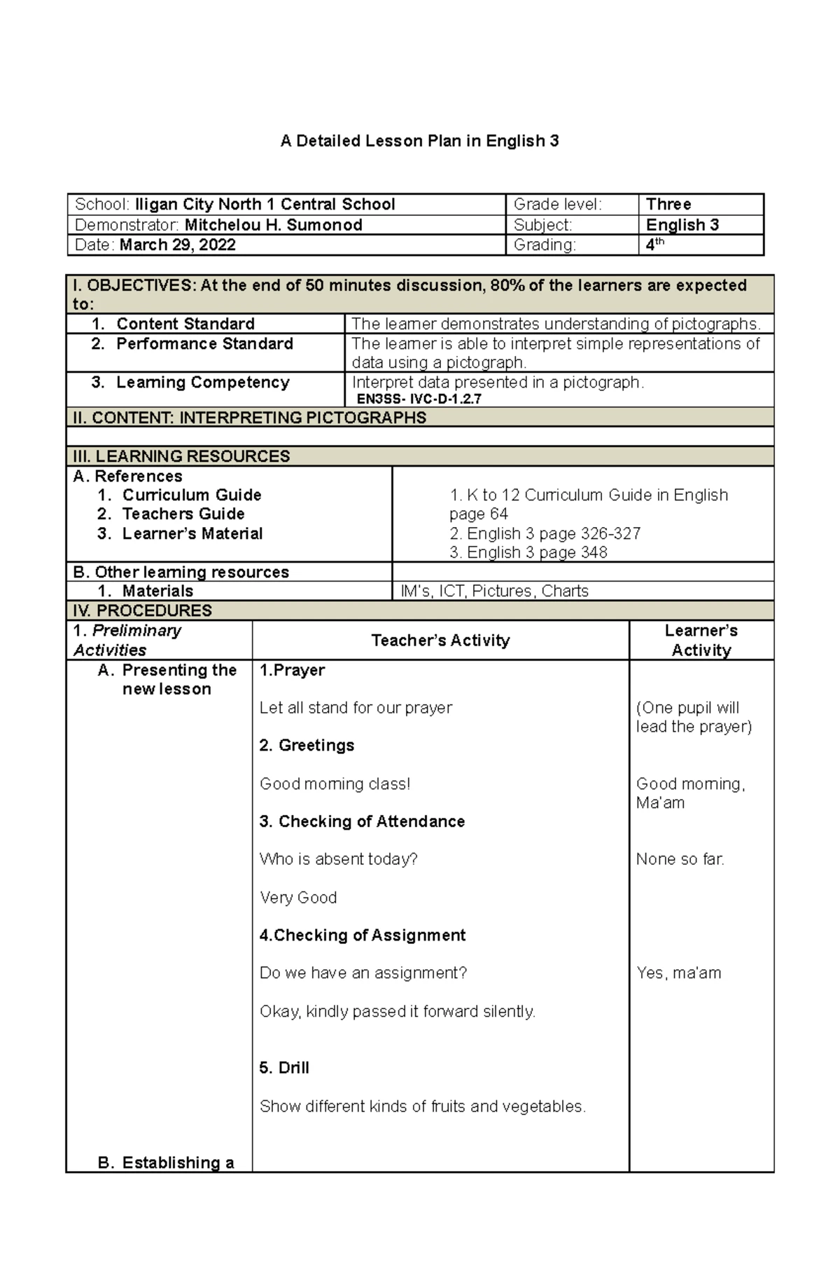 Denotation connotation - A DETAILED LESSON PLAN IN ENGLISH FOR GRADE V ...