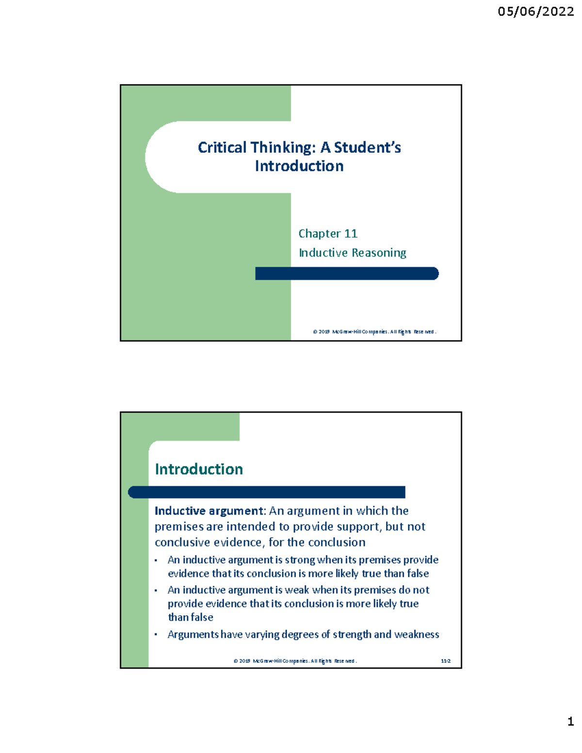 Chapter 11 - leture - Critical Thinking: A Student’s Introduction ...
