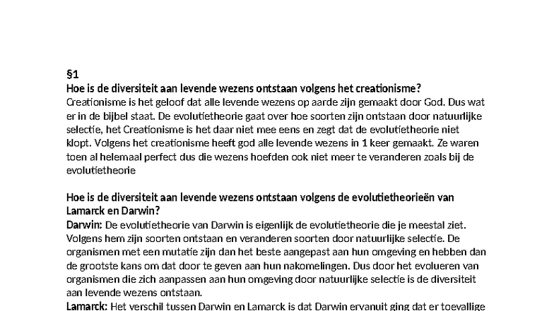 Biologie Samenvatting: Evolutie en Soortvorming (BIOL 101) - Studeersnel