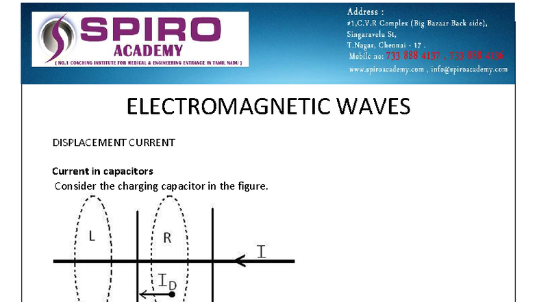 PHYSICS NOTES: Electromagnetic Waves & Displacement Current (GORE ...
