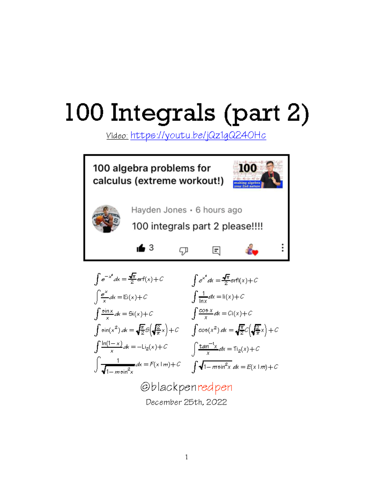 100 Integrals Part 2 - Practice Problems for Integration Techniques - Studocu