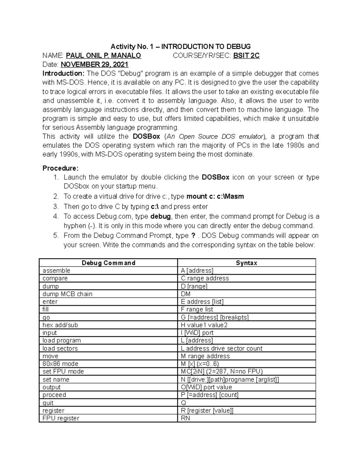 Activity 1 Activity 2 Activity 3 from Module 8 - Activity No. 1 ...