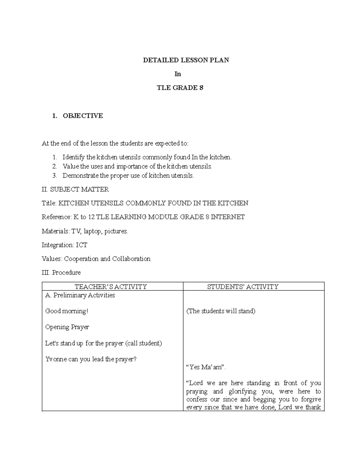 Inbound 5102362563445529192 - DETAILED LESSON PLAN In TLE GRADE 8 ...