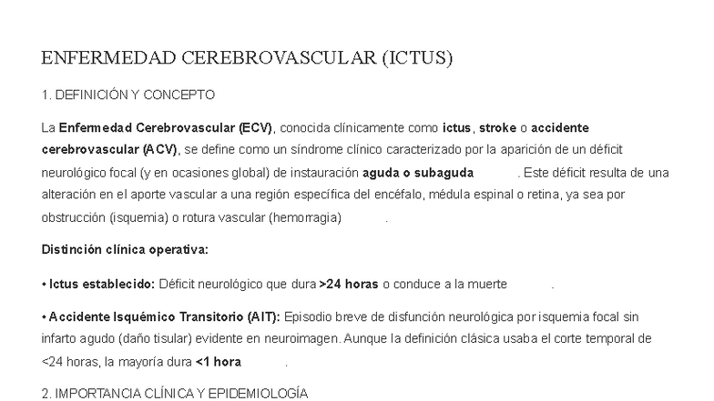 Neurología - ACV: Resumen Completo sobre Enfermedad Cerebrovascular ...
