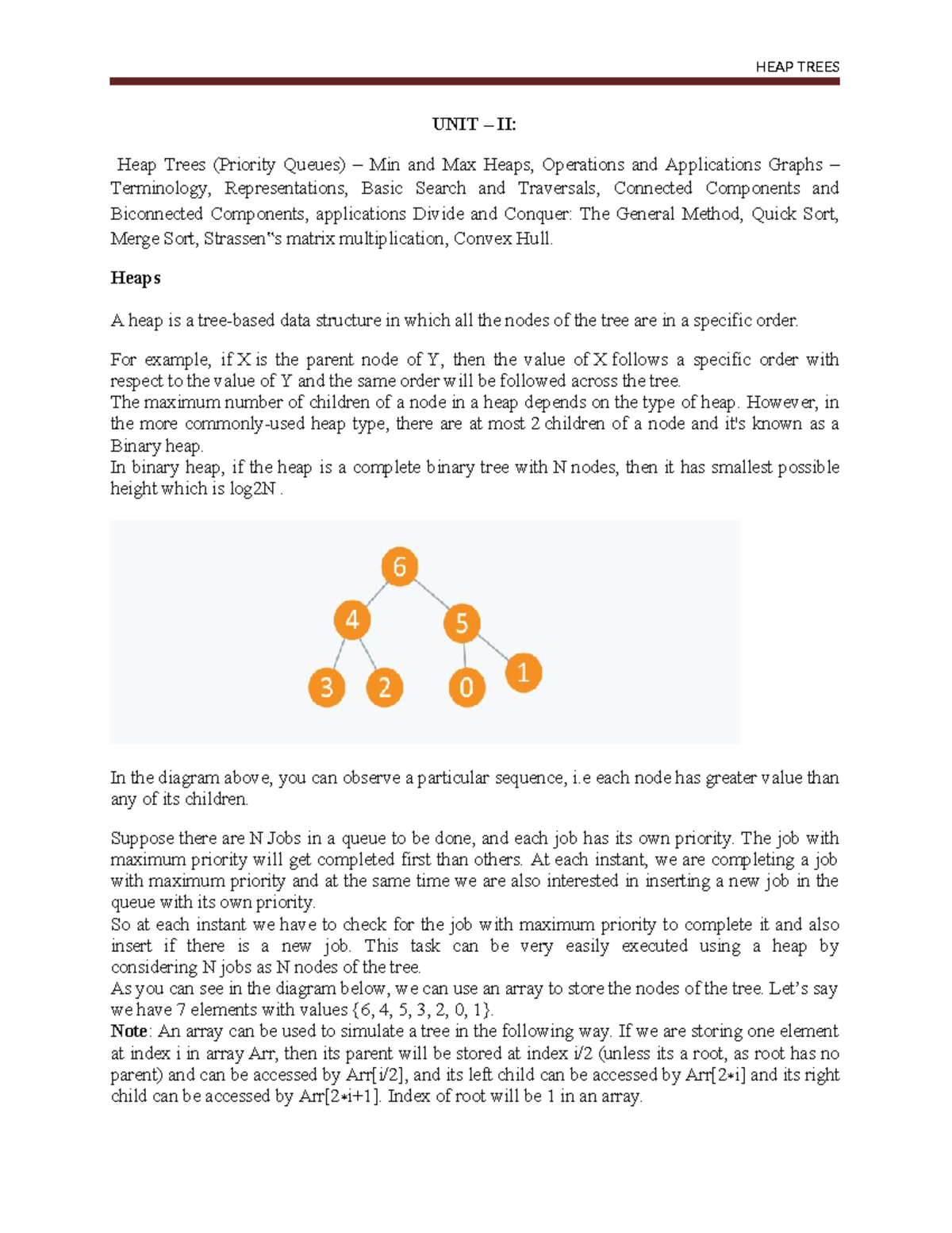 Unit 2 - ADSAA: Heap Trees, Graphs & Their Applications in Data Structures - Studocu